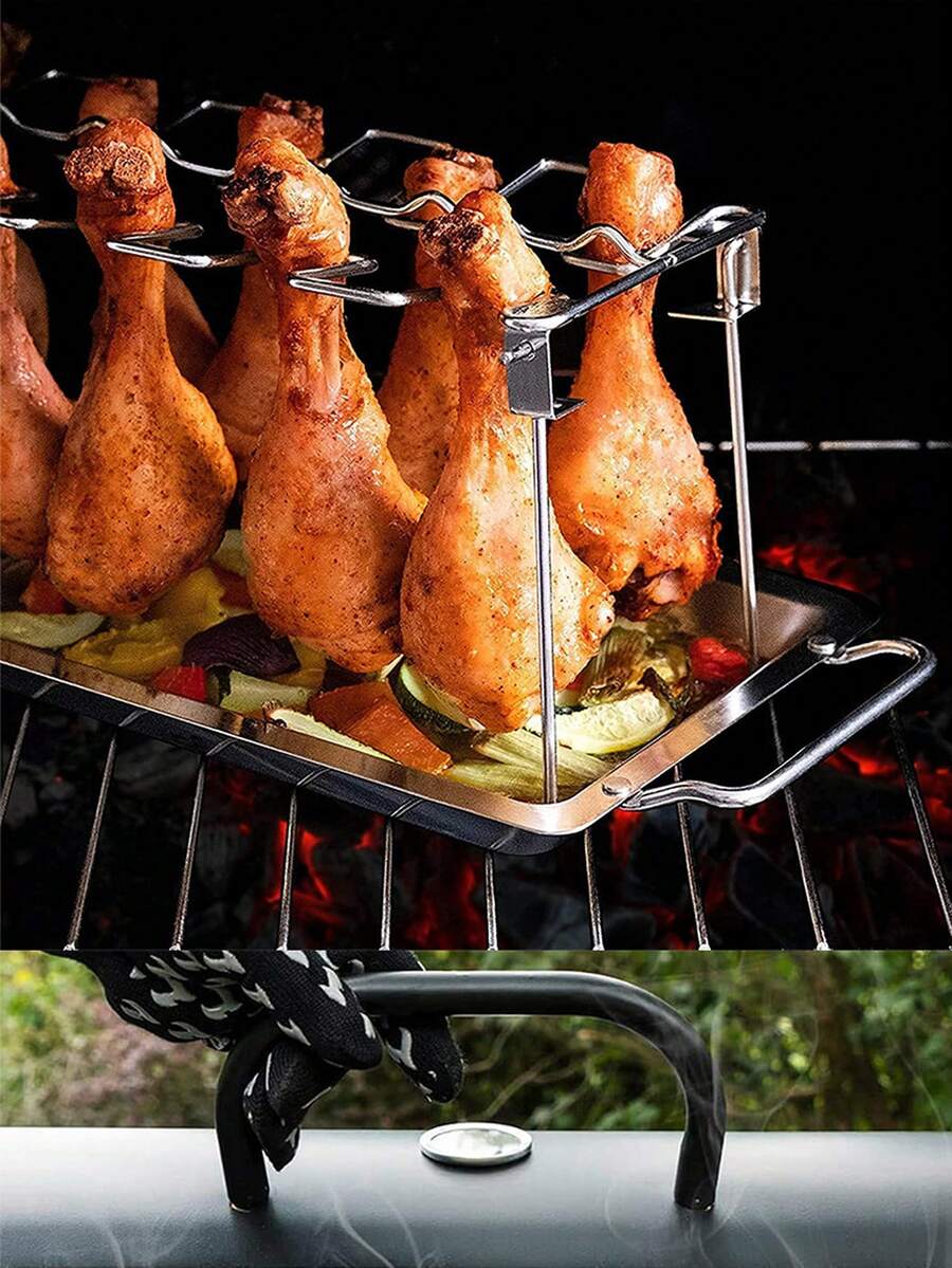Stainless Steel Chicken Leg Rack, Outdoor Picnic BBQ Grill, Chicken ...