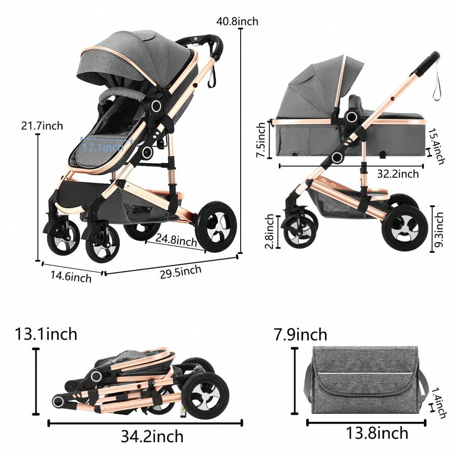 Kinder King 2 In 1 Convertible Baby Stroller, Unisex Folding Infant ...