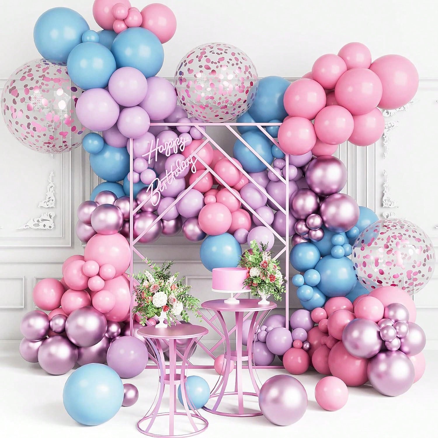 Pink & Blue Balloon Arch Decor Set, Green Peach Red Orange Balloon Arch ...