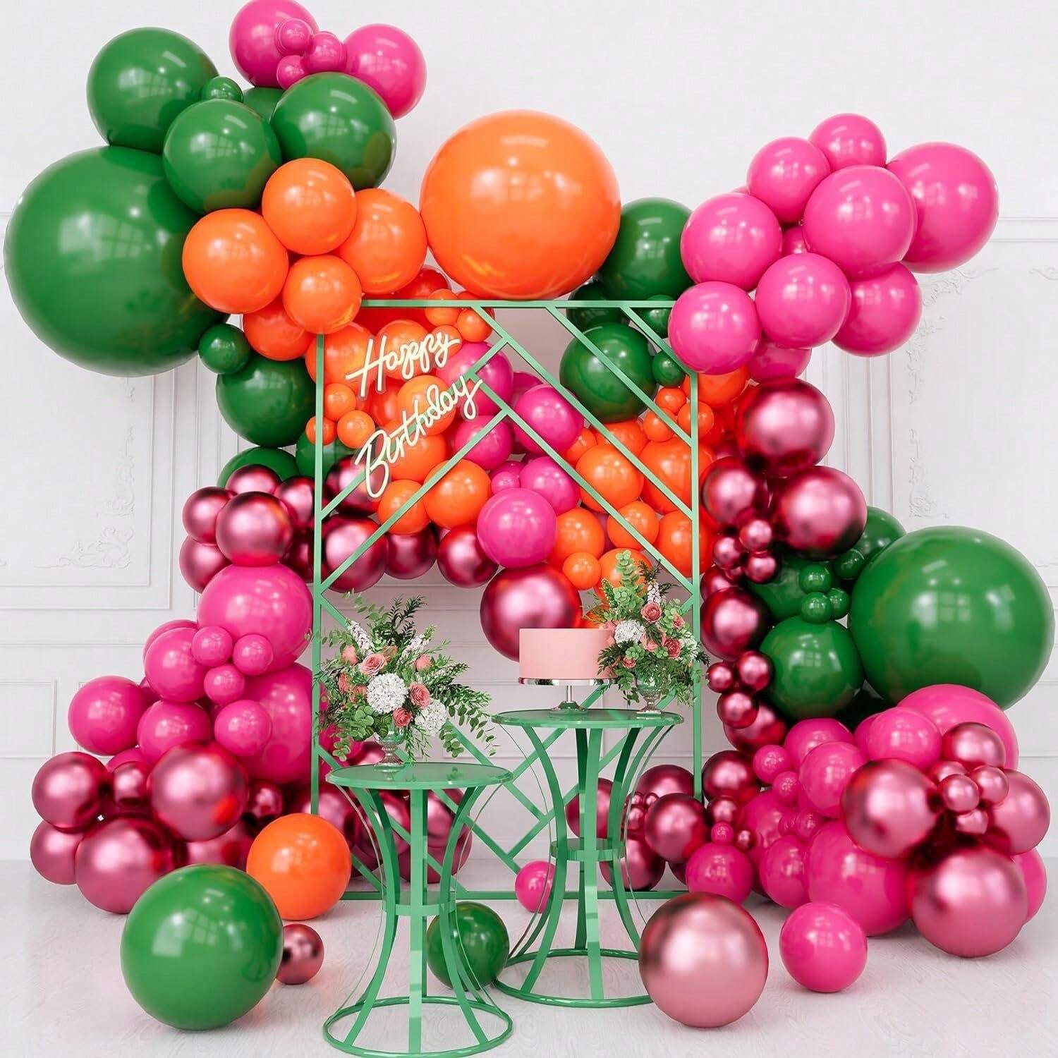 Pink & Blue Balloon Arch Decor Set, Green Peach Red Orange Balloon Arch ...