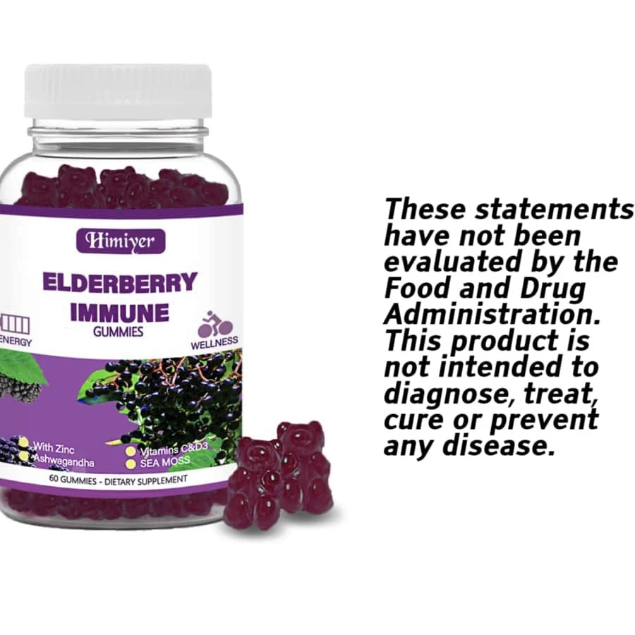 Himiyer 3/4/5pcs,Elderberry Gummy, Elderberry, Seaweed, Black ...