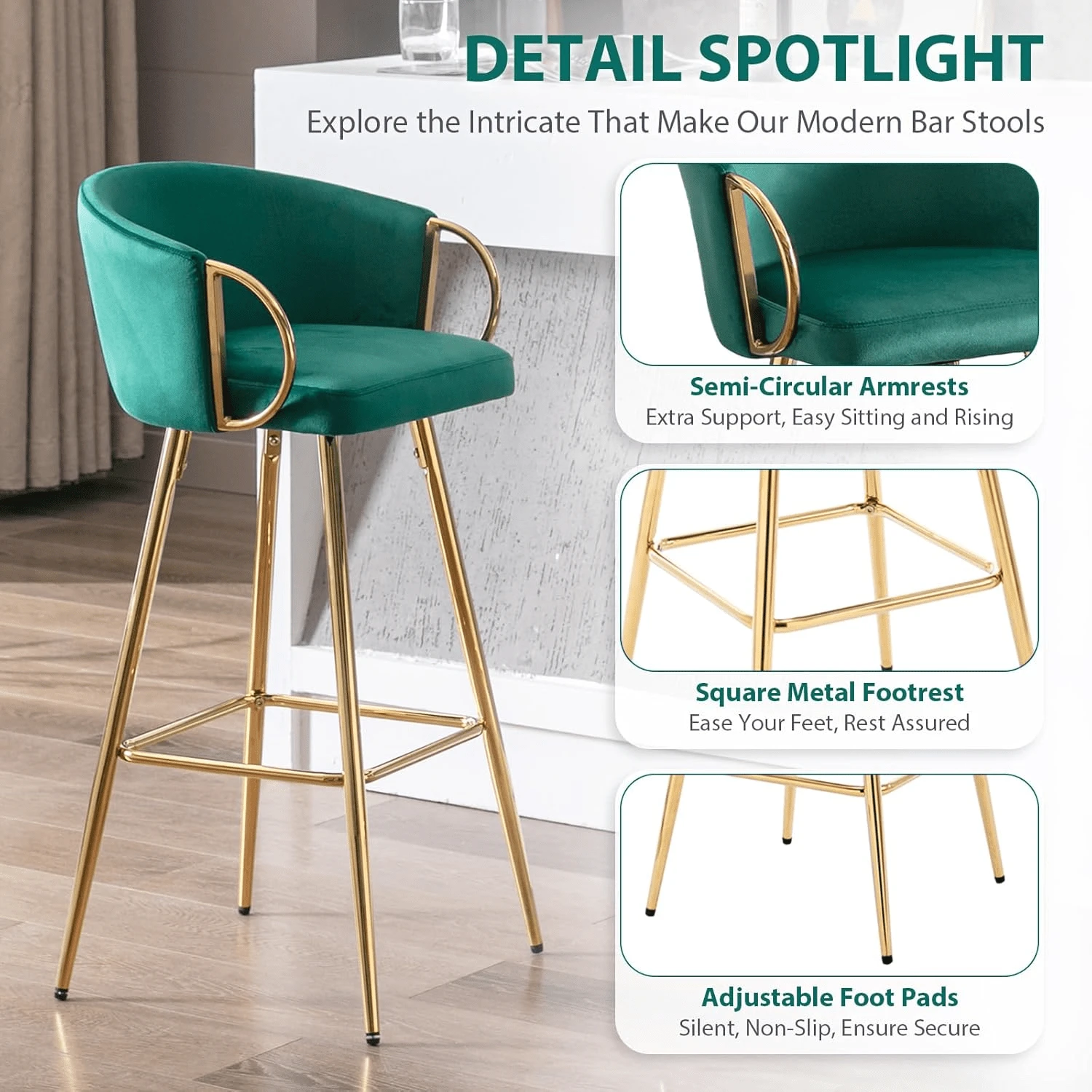 Bar Stools Set Of 4,26 Inch Counter Height Bar Stools With Back And ...