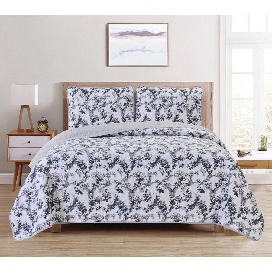 Dan River Reversible Quilt Set 3 Piece Microfiber Full Queen King ...