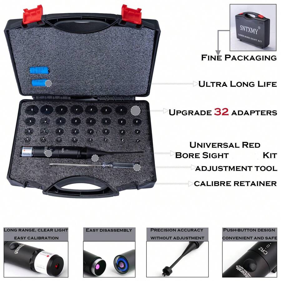 Laser Bore Sight Kit With 32 Adapters Fit For 0.17 To 12GA Shotguns ...
