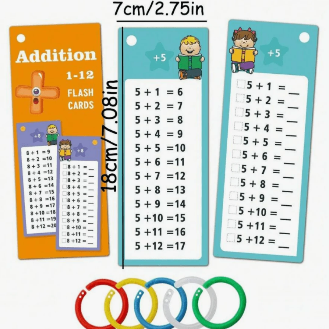 LIXUN 15 piezas Tarjetas de tablas de suma, resta, multiplicación y ...