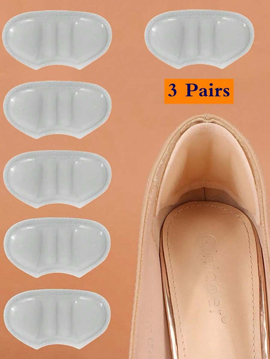 3 Pairs Silicone Anti-Friction Heel Grips, Half Size Inserts To Repair ...