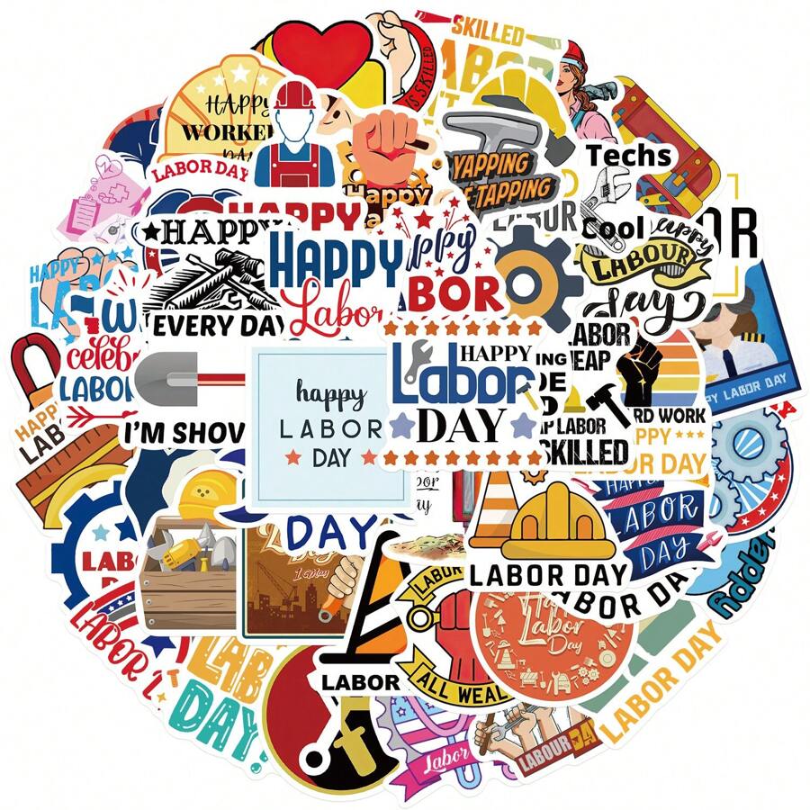 50Pcs Labor Workers Stickers For Travel Car Motorcycle Water Bottles ...