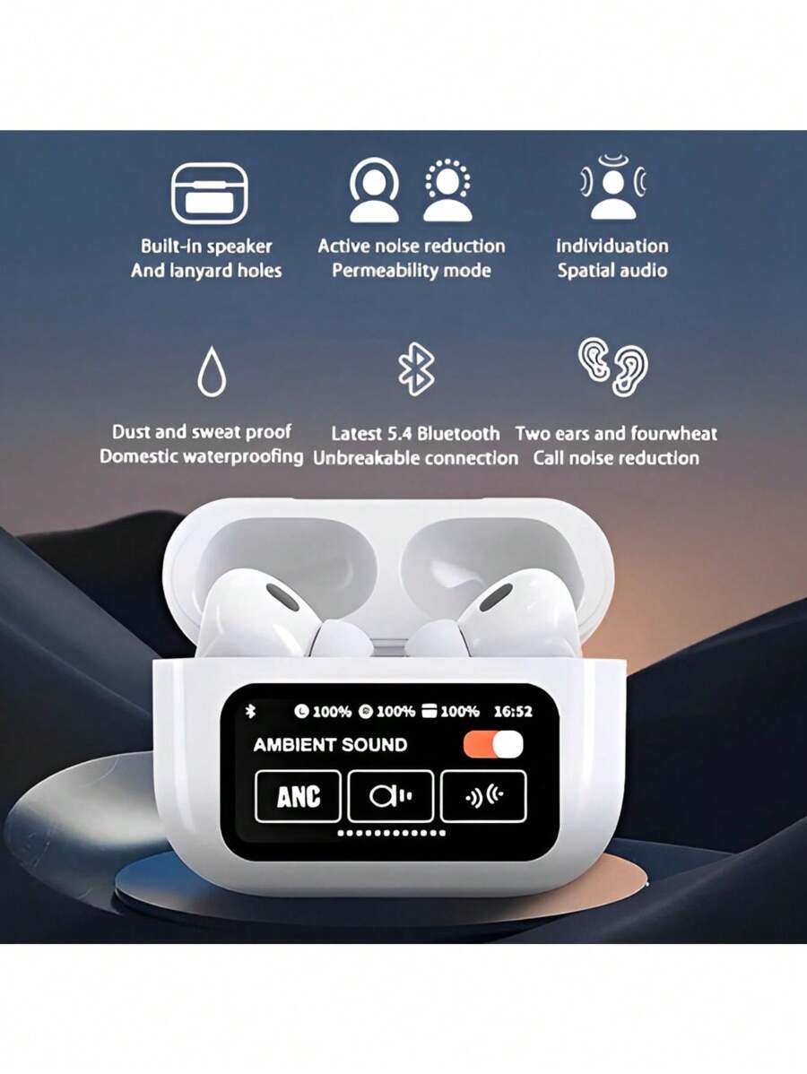 A9 Pro Touch Screen ANC Fones De Ouvido Sem Fio TWS Ruído Cancelando O ...