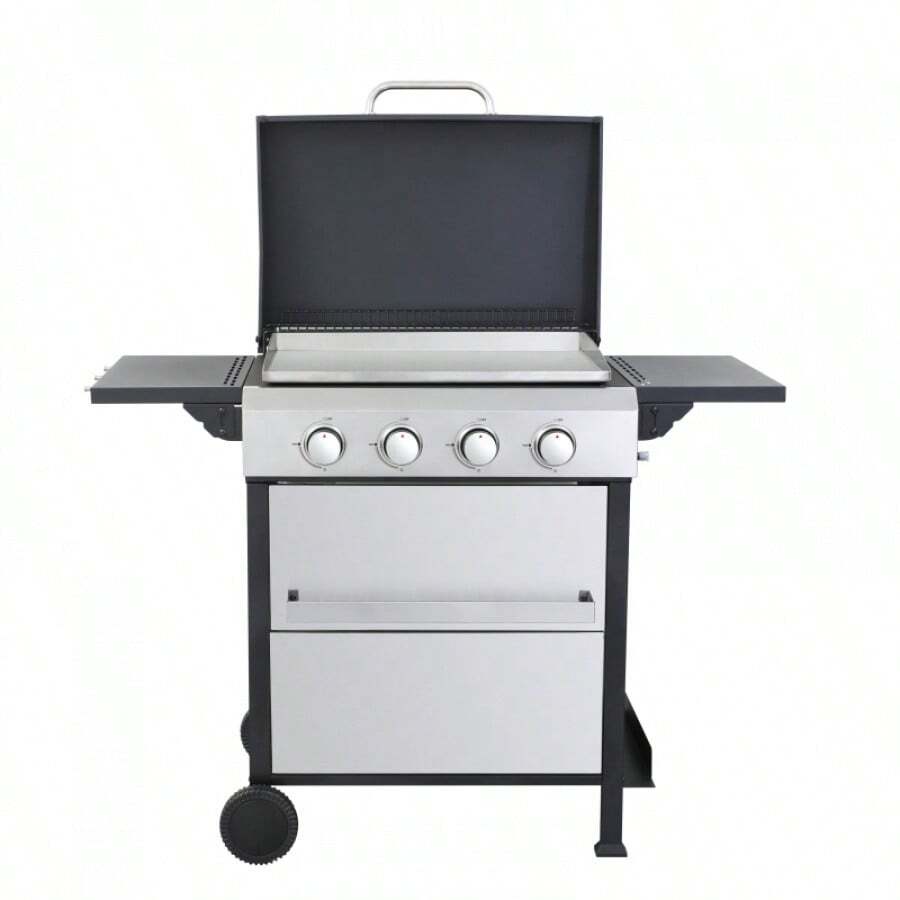 4-Burner Propane Gas BBQ Grill, SS Plancha, 49200BTU Output With Wire ...