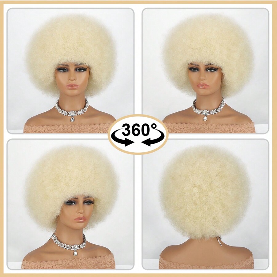 70s Afro Puff Wigs For Black Women Glueless Wear And Go Wig Natural ...