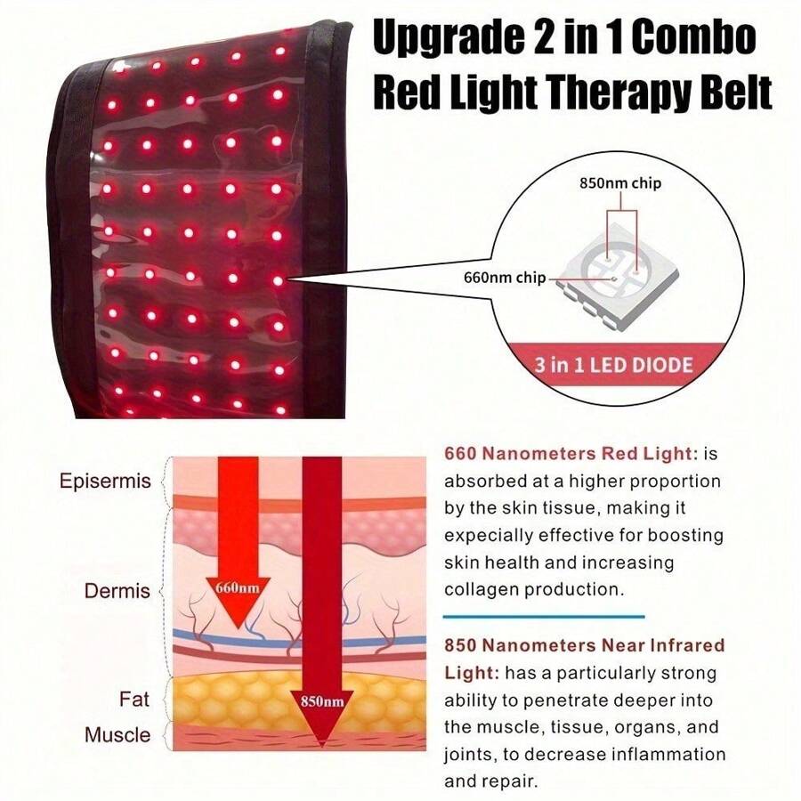 Upgraded Red Light Therapy Belt 3 In 1 Led Beads Light Therapy Wrap ...