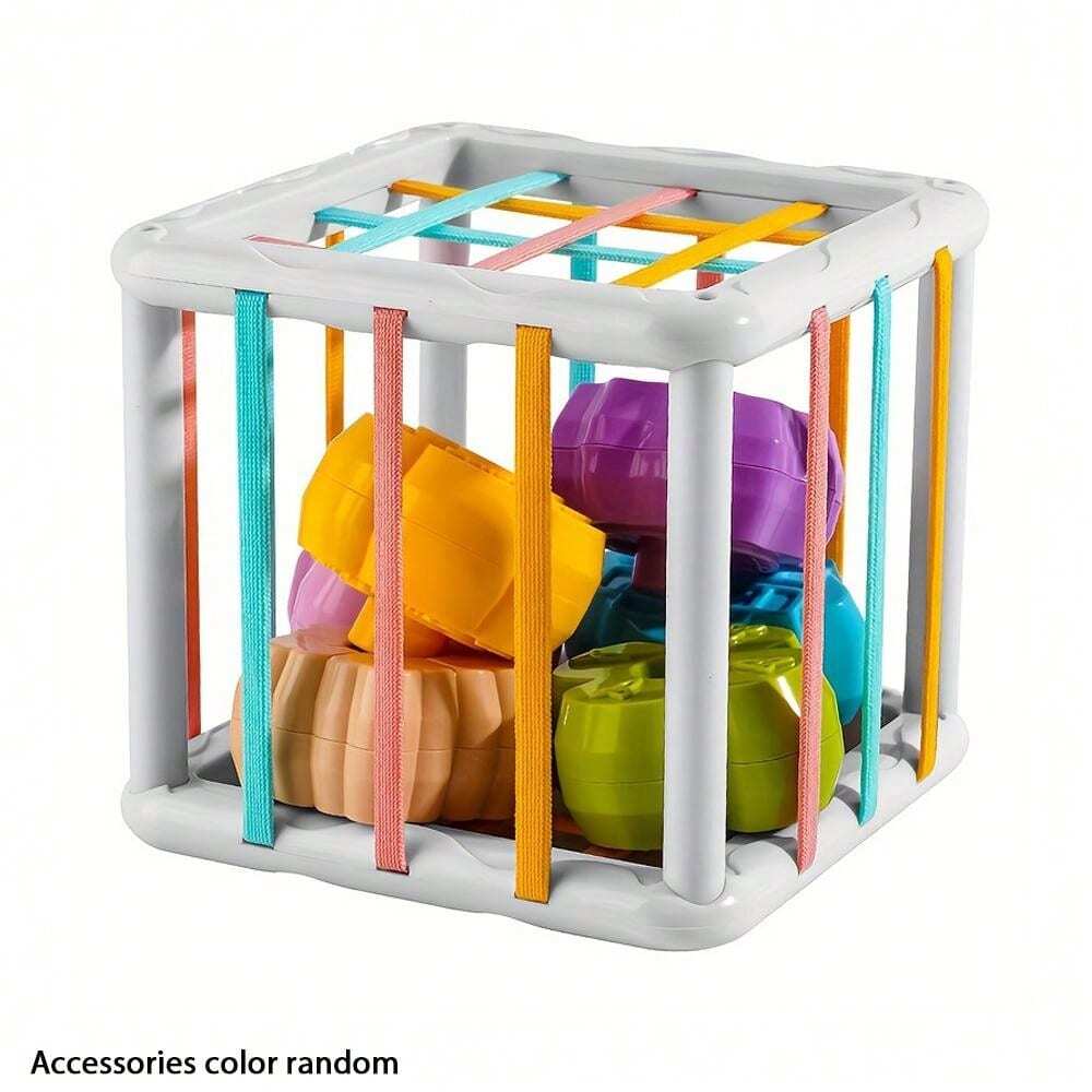Cube Bin And 6PCS Multi Sensory Shape Sorter Blocks,Learning ...