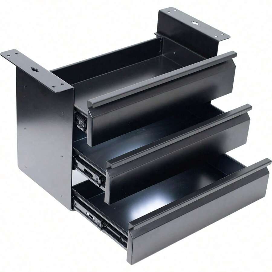 16 Inch Under Desk Mounted Sliding Pull-Out 3 Level Drawer Set For ...