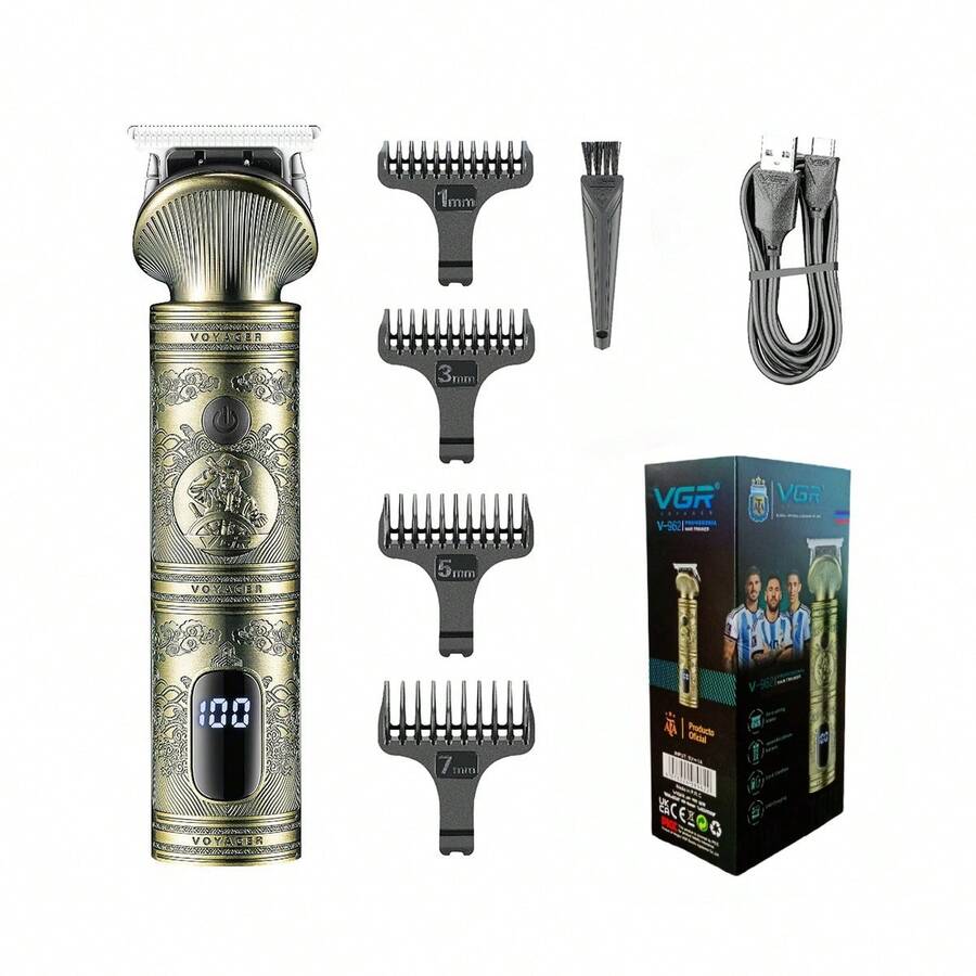 VGR VGR Hair Clipper Electric Cordless Vintage Digital Display Trimmer Metal Rechargeable ...