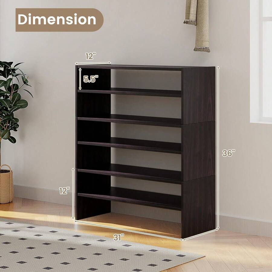 6-Tier Shoe Rack, Stackable Shoe Storage Organizer, Freestanding Modern ...