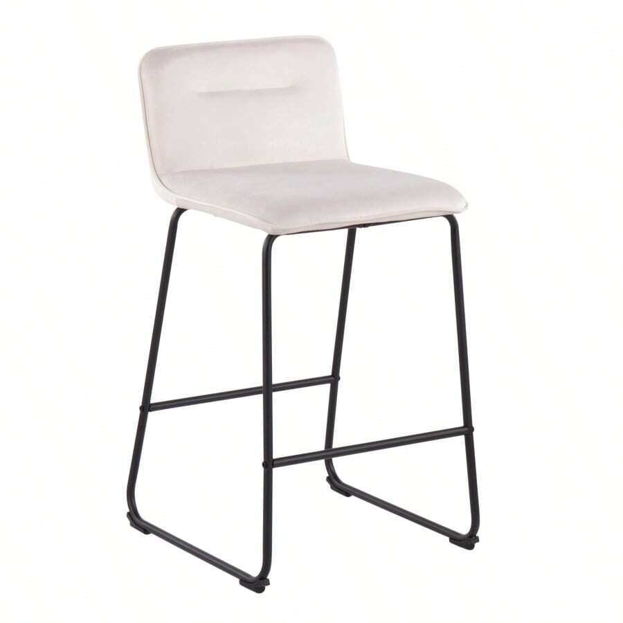 Casper Fixed-Height Contemporary Counter Stool In Black Metal And Cream Velvet By LumiSource ...