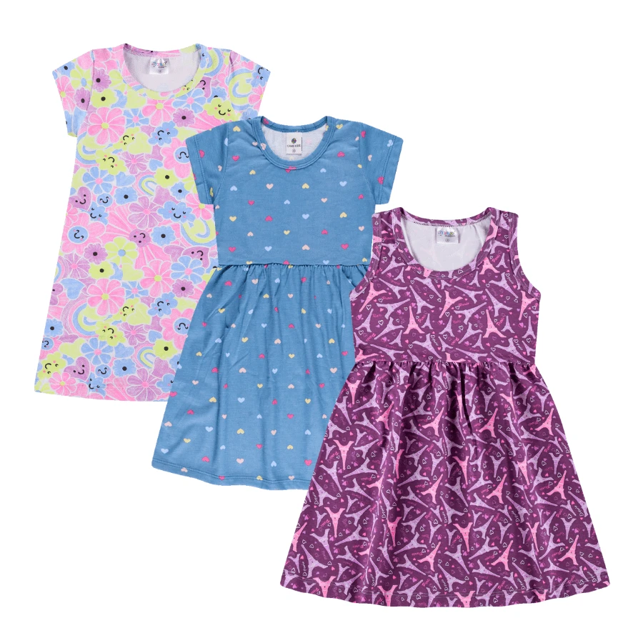 Kit 3 Dresses For Girls Various Models And Colors Children And Youth ...