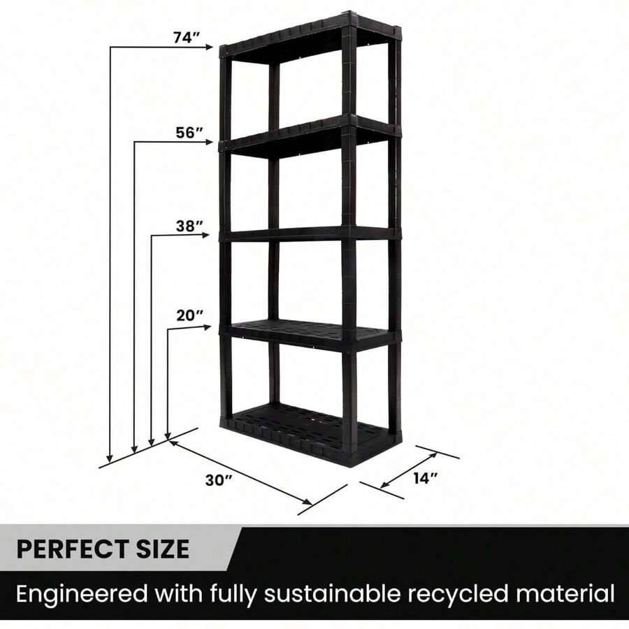 Oskar 5 Tier Plastic Shelf, Garage Shelving Unit, Rack And Storage ...