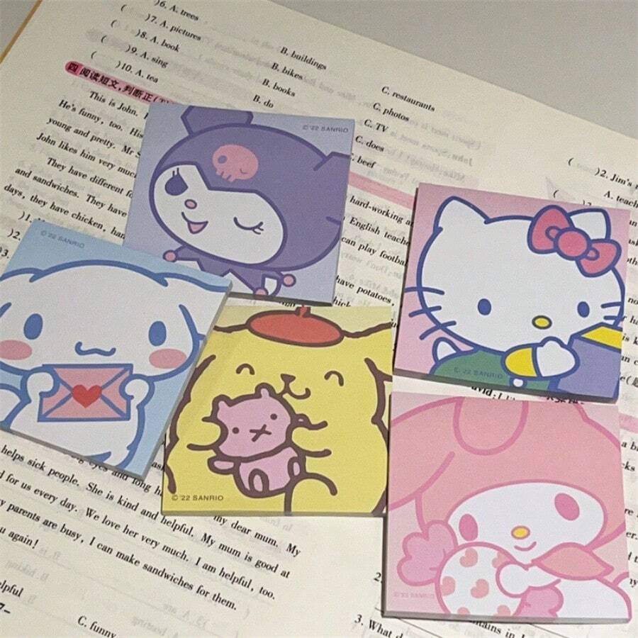 Sanrio 50 Pcs Cute Hello Kitty Kuromi Cinnamoroll Anime Sticky Notes ...