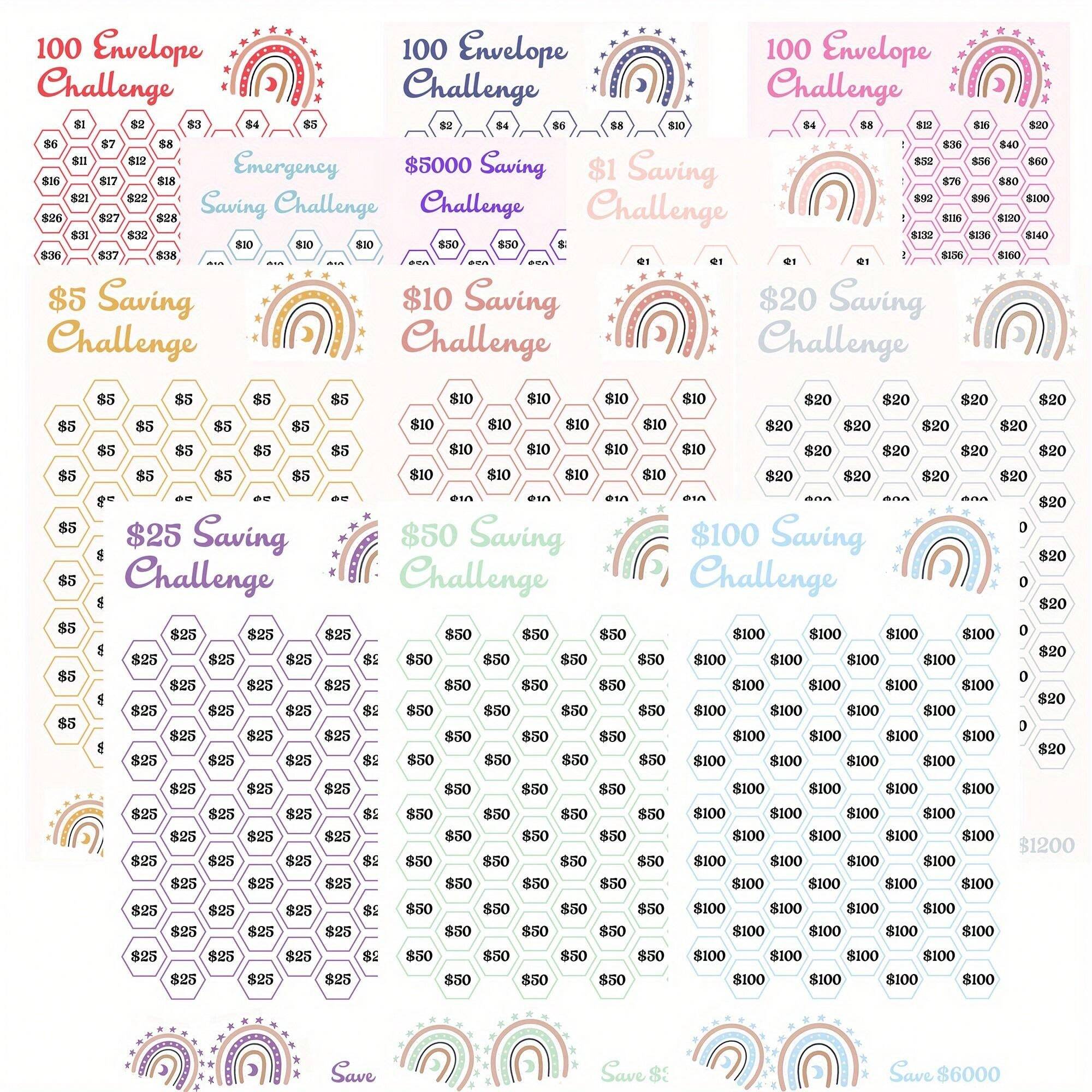 12pcs Money Saving Challenge Binder Trackers With A6 Binders Savings ...