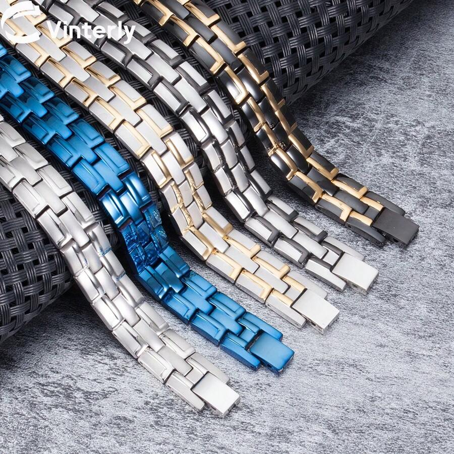 Magnetic Bracelets Male Stainless Steel 12mm Wide Magnet Men Hand ...