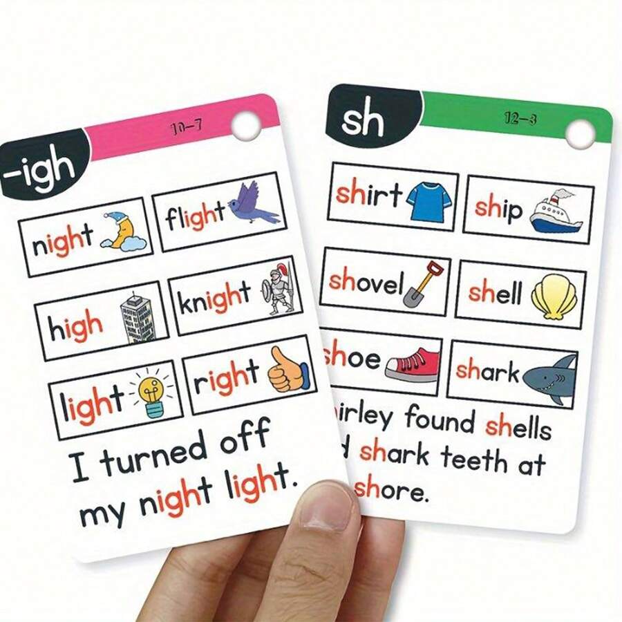 1set Kids' Read Phonics Learning Flashcards English Words Cards ...