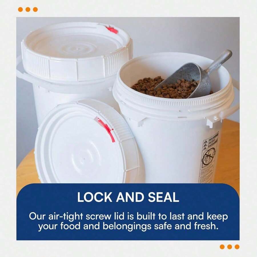 5 Gallon Bucket With Lid - 2 Pack - Includes Airtight Locking Screw On ...