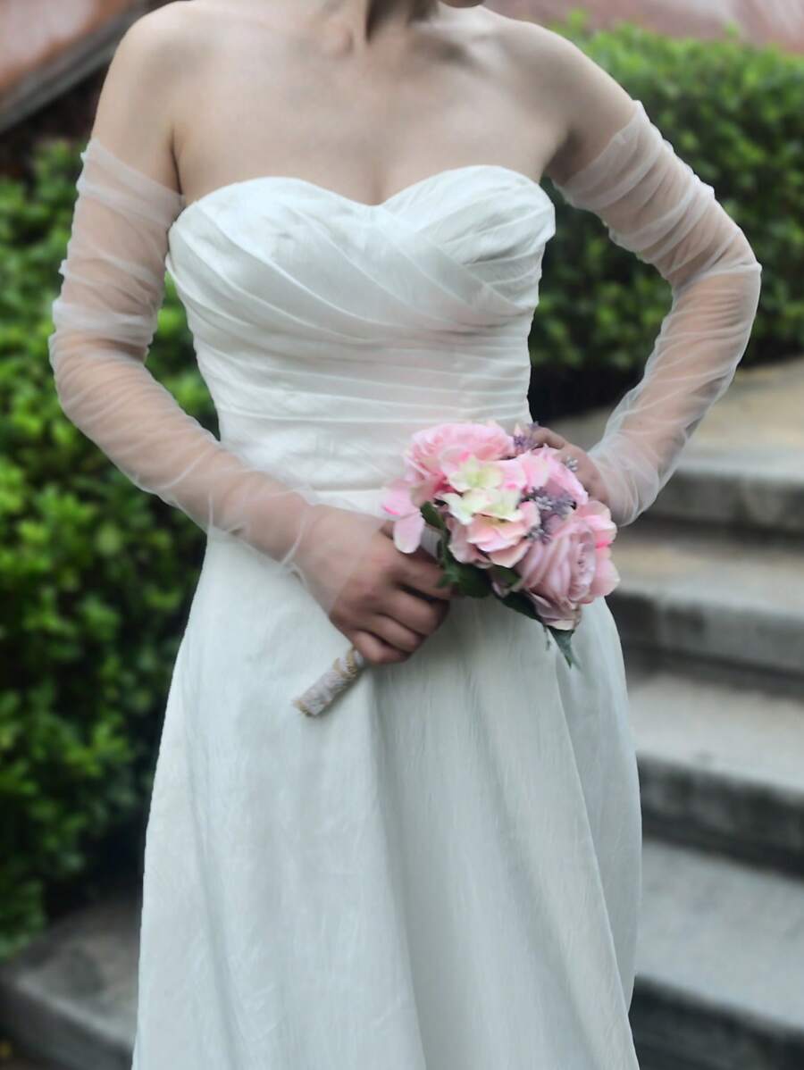 1 Pair Long Thin Tulle Bridal Arm Sleeves, Suitable For Evening, Party ...