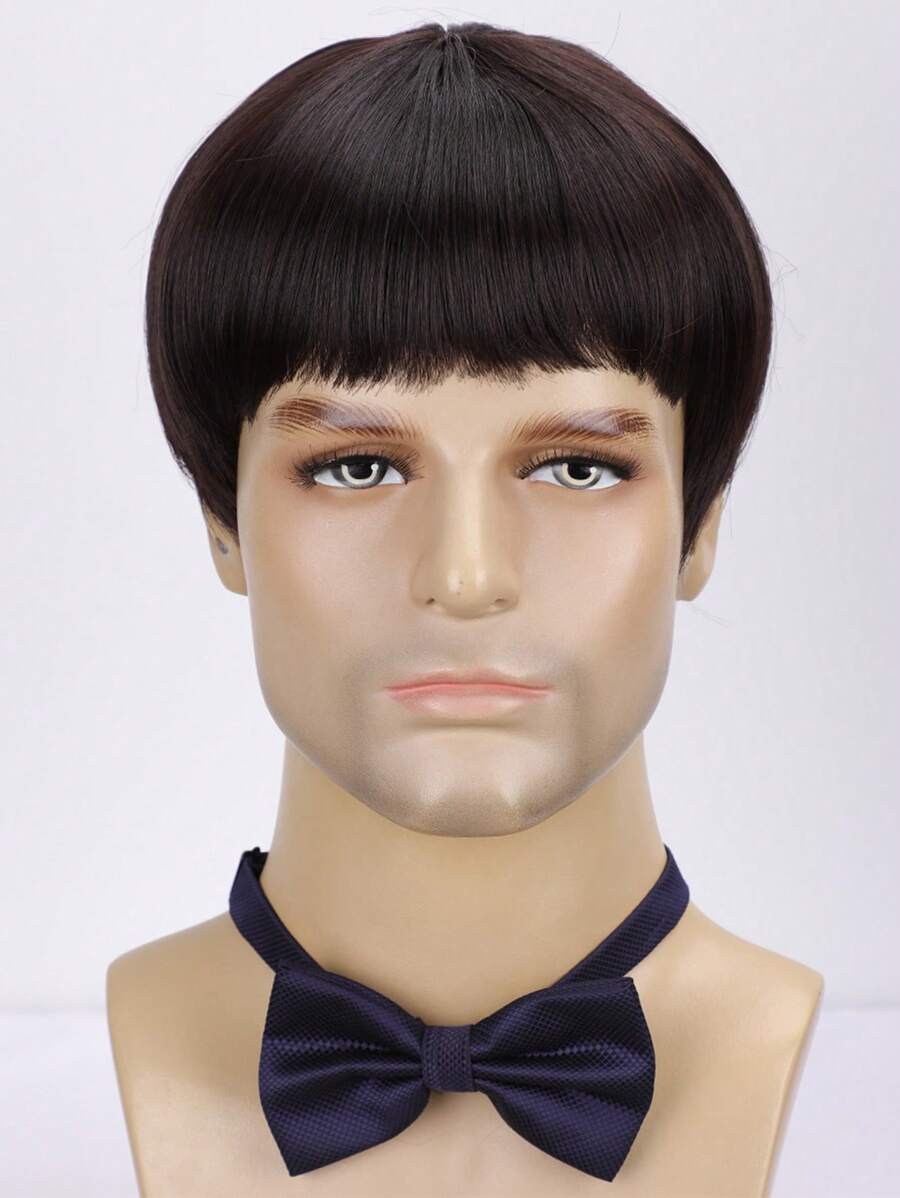 Short Mushroom Wig For Men-Synthetic 60s Bowl Cut Wigs For Anime Movie ...