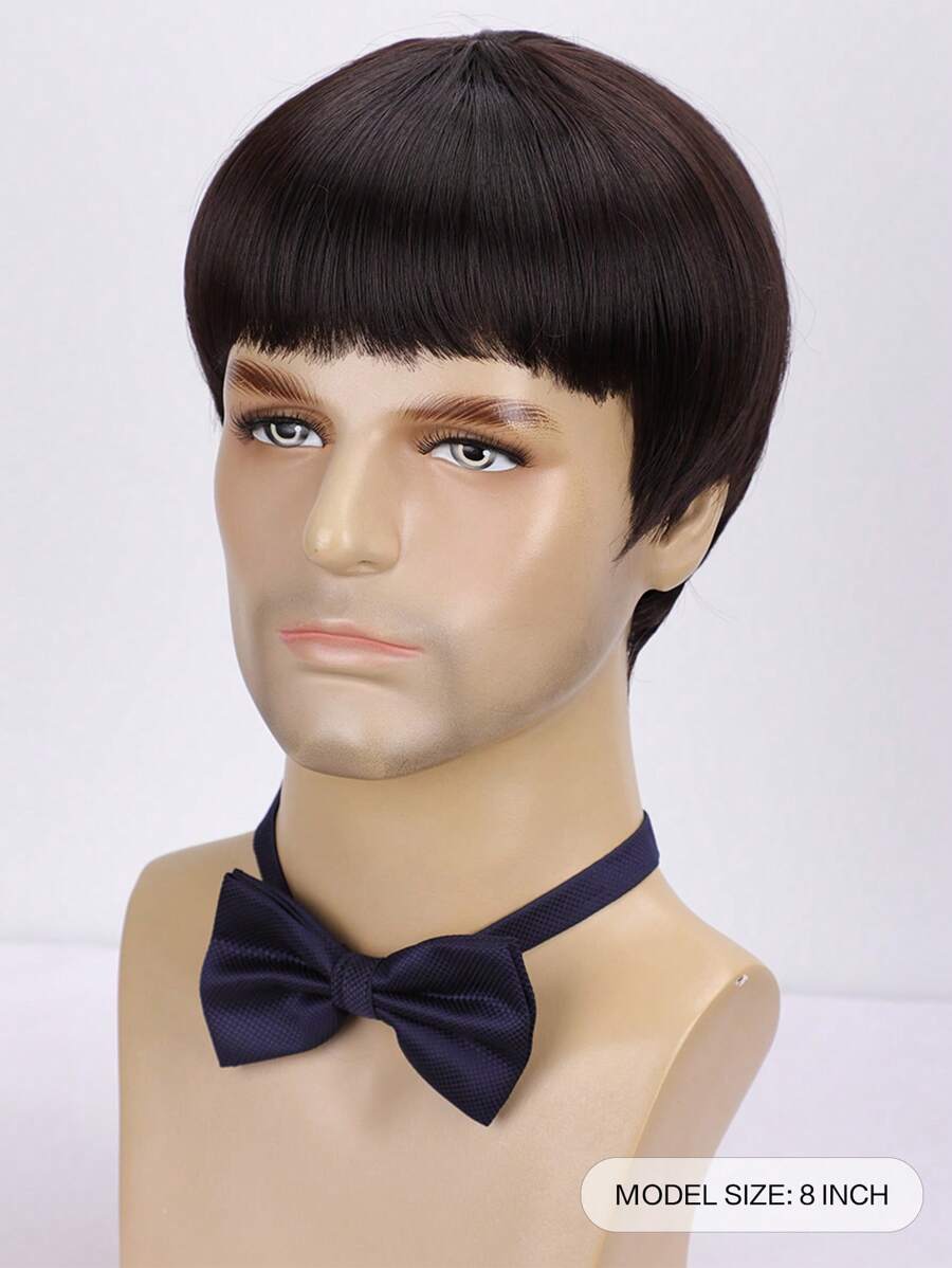 Short Mushroom Wig For Men-Synthetic 60s Bowl Cut Wigs For Anime Movie ...