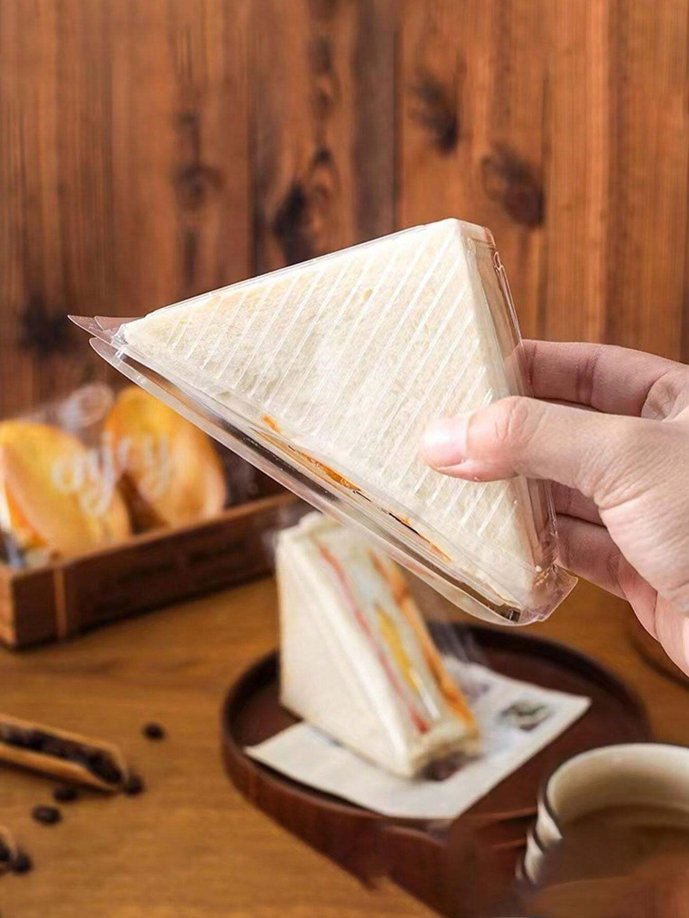 10pcs Clear Triangle Plastic Packaging Boxes For Sandwiches, Baked ...