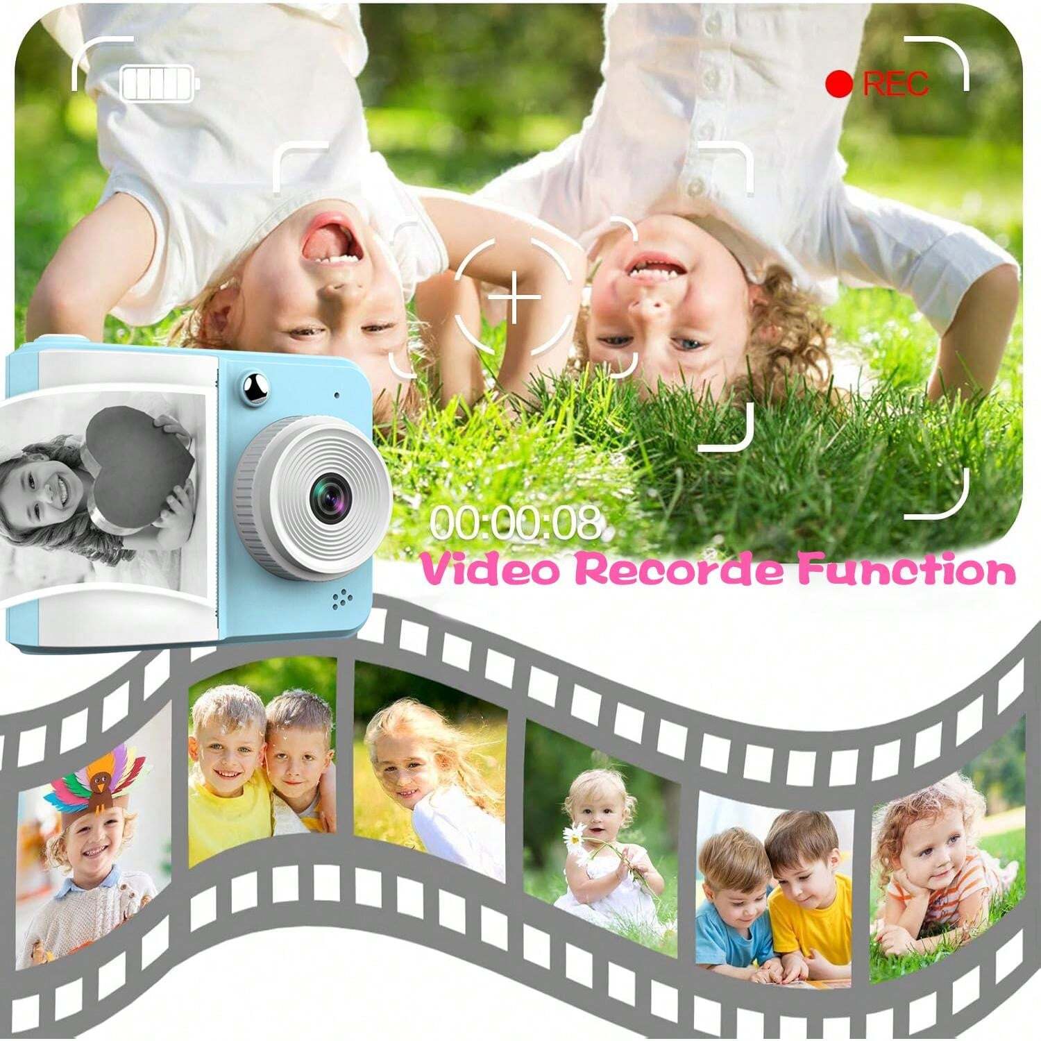 Kids Instant Camera For Girls With Print Paper, 1080P Digital Camera ...