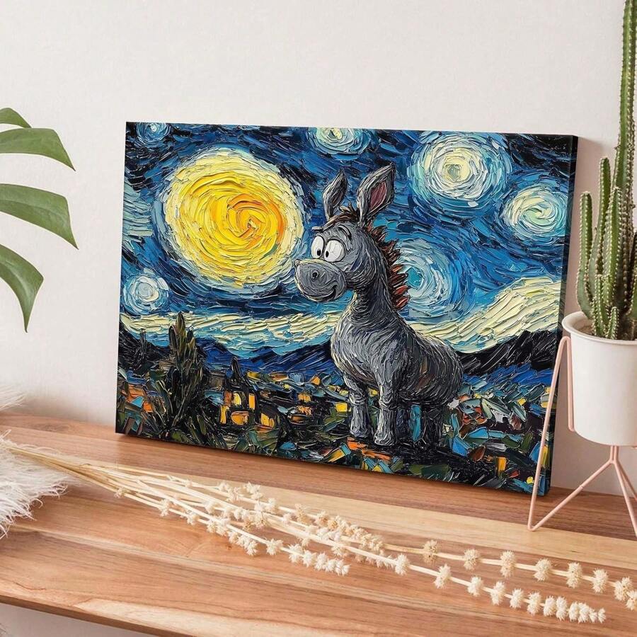 Van Gogh The Starry Night Donkey Canvas Wall Famous Oil Paintings ...