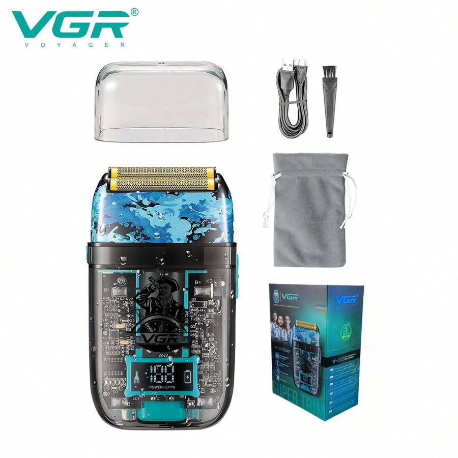 VGR VGR Shaver Electric Waterproof Transparent Reciprocating Digital Display Razor Plastic ...