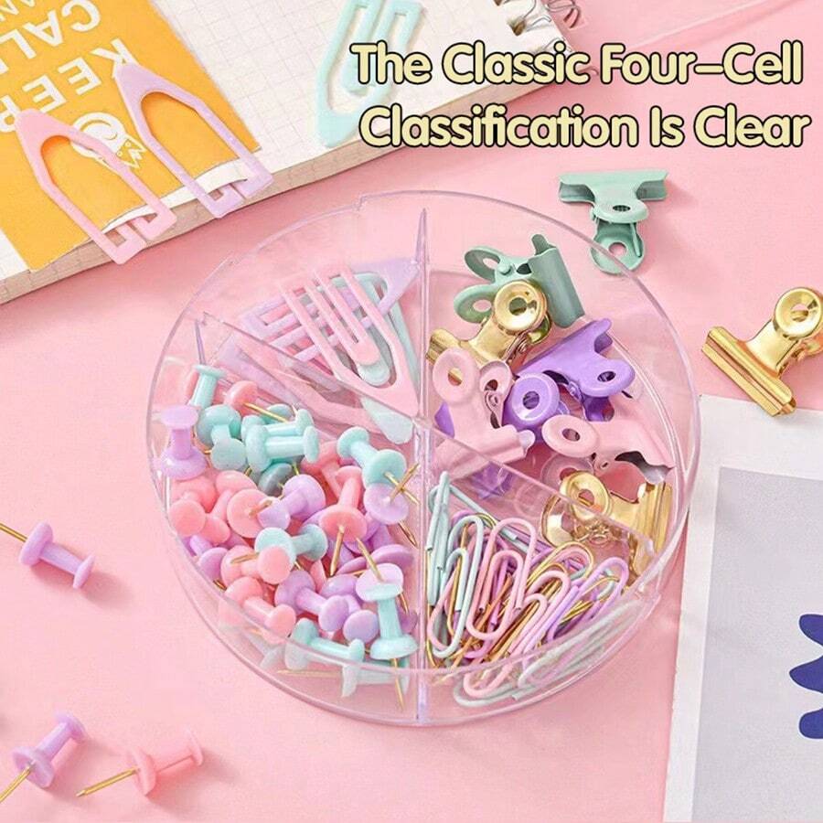 Color Paper Clip Long Tail Clip Push Pin Four Grid Box Office ...