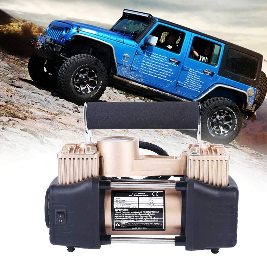 12V Double Cylinder Air Pump Compressor Car Auto Tire Inflator 150PSI ...