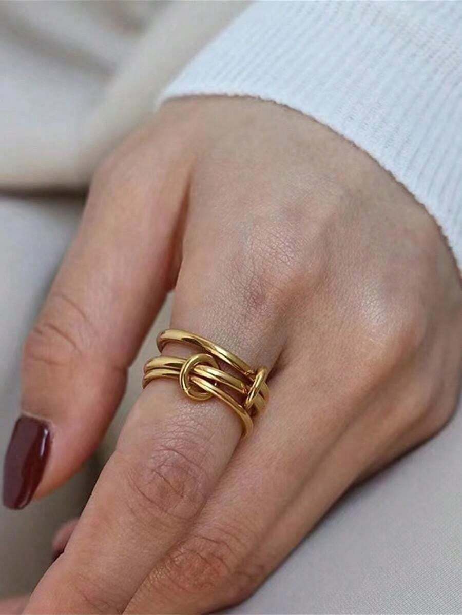 rakol 1pc Fashion 18K Gold Plated Stainless Steel Multilayer Round ...