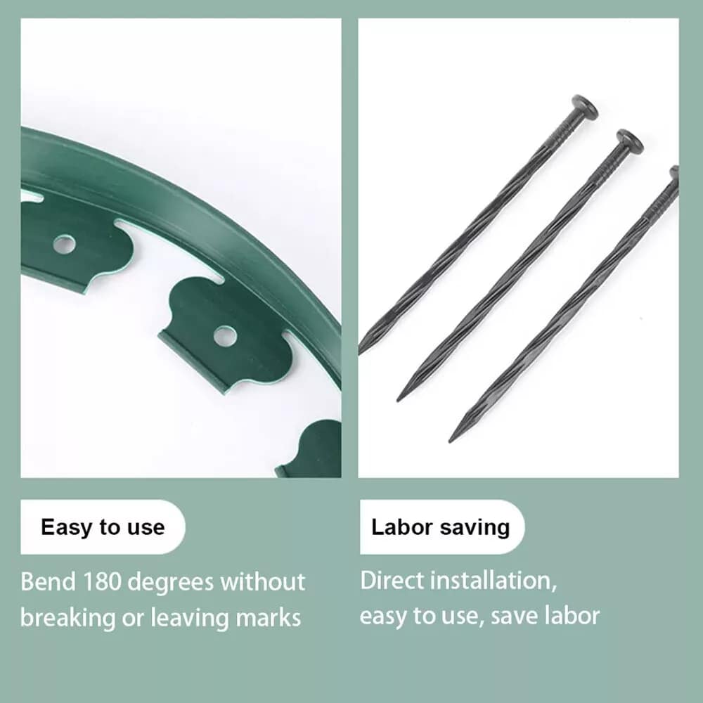 10M FLEXIBLE GARDEN BORDER LAWN EDGING PLASTIC FLOWER HAMMER IN PATH ...