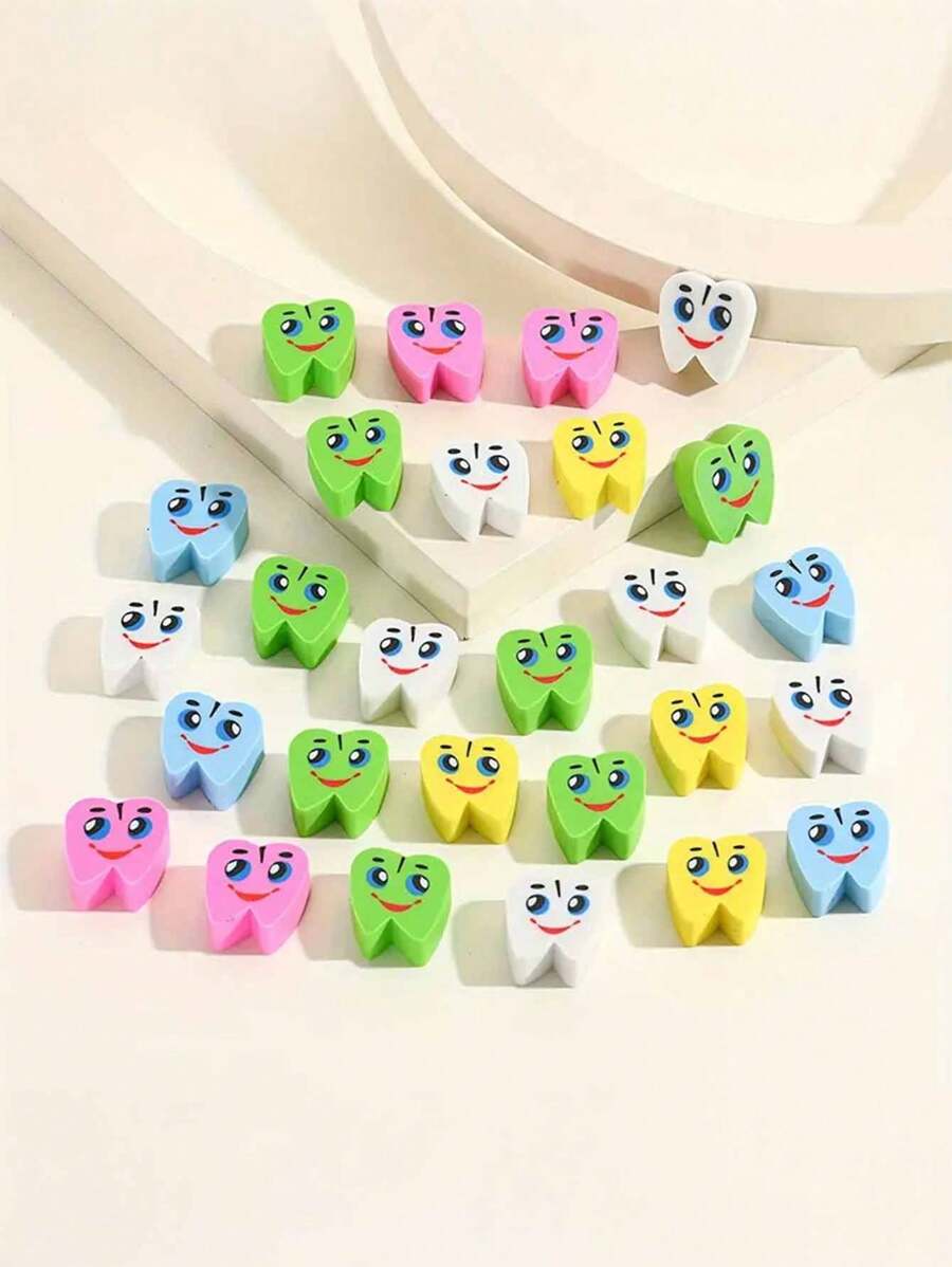 20pcs Cube Erasers - Synthetic Rubber Molar Tooth Shaped Pencil Erasers ...