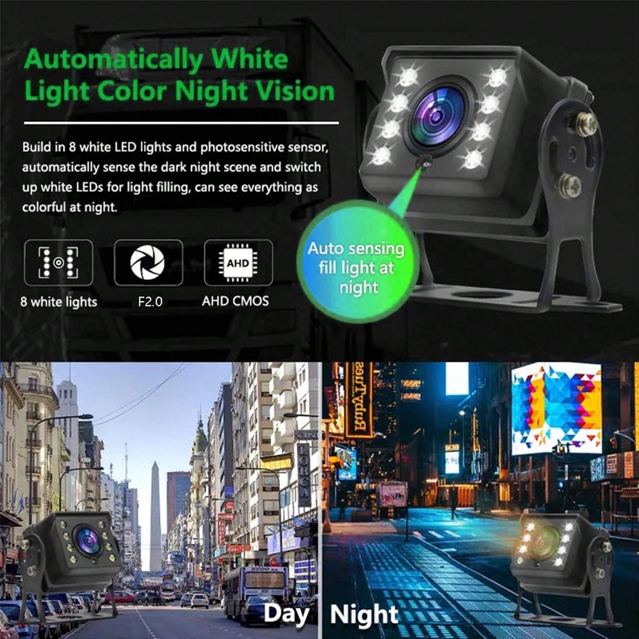 1080P AHD Car Camera With 8 LED Lights, Night Vision, Wide Angle ...