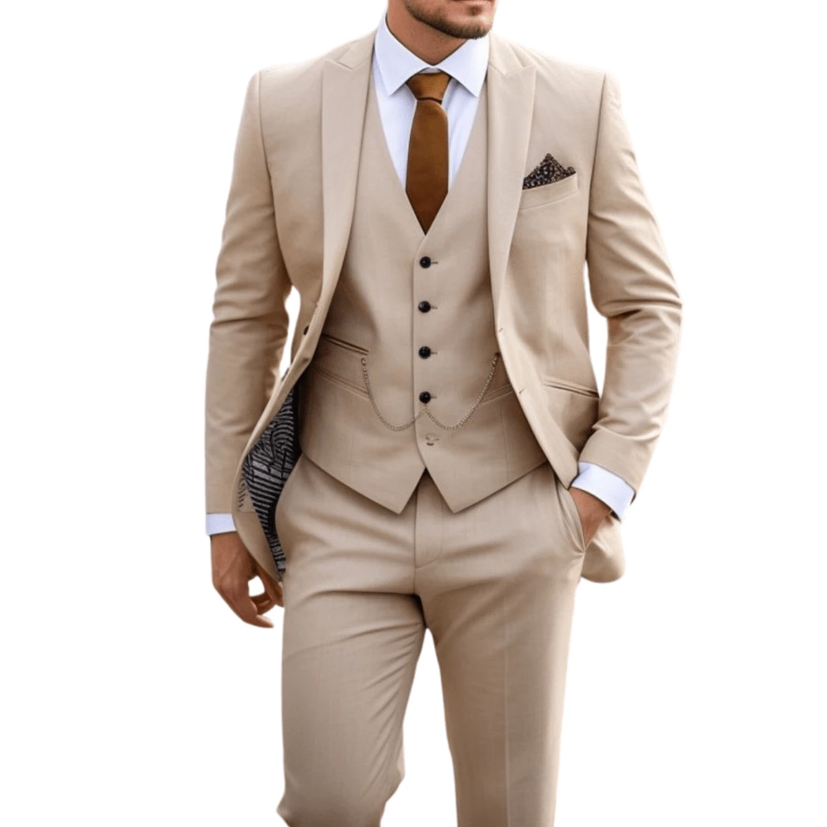 Men's Slim Formal Suit Italian Cut Complete Set (Pants + Blazer + Vest ...