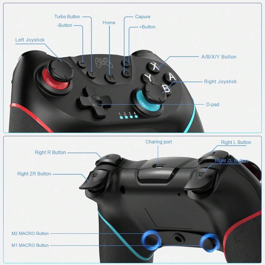 Game Controller, Switch Gamepad, Switch Pro With Bluetooth Wireless Connection, Support Dual ...