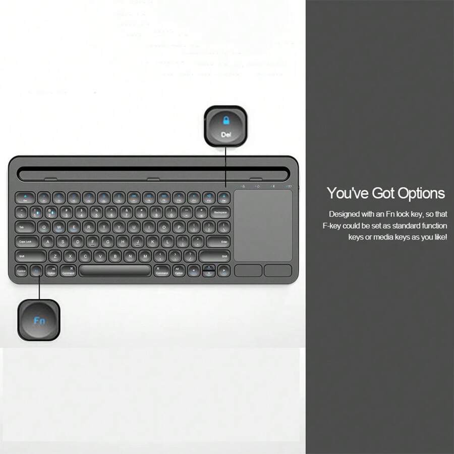 JOMAA Ergonomic Wireless Keyboard With Phone Holder And Multi-Touch Pad ...