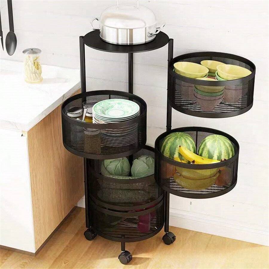 Rotary Multi-Function Kitchen Organizer Rack, Freestanding Layered ...