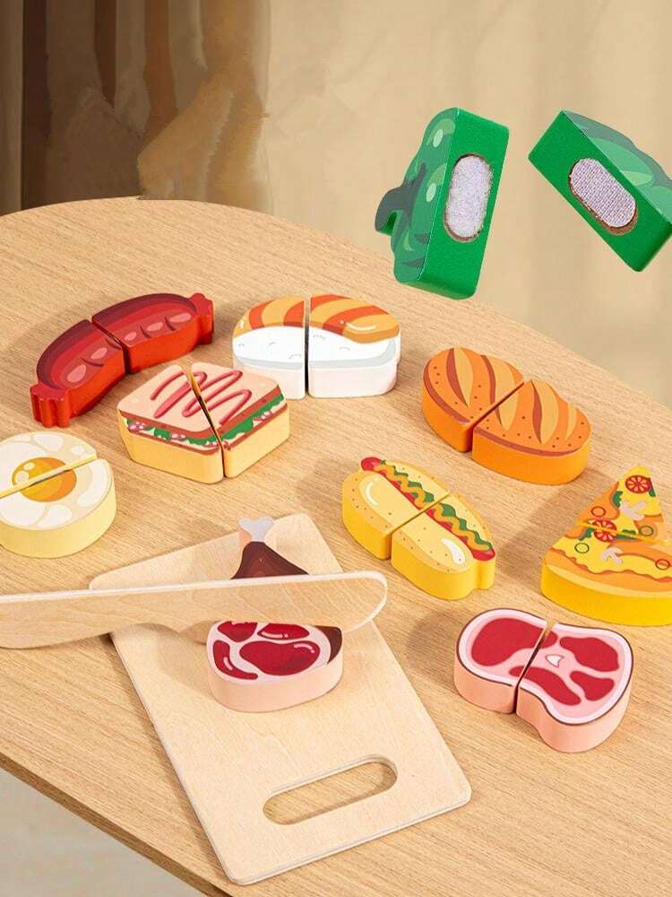 Juego de cocina de madera para niños con frutas, verduras y helado ...