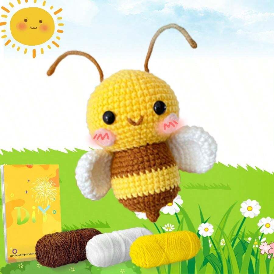 DIY Yellow Cute Buzzing Bees Crochet Kit For Beginners With Step-By ...