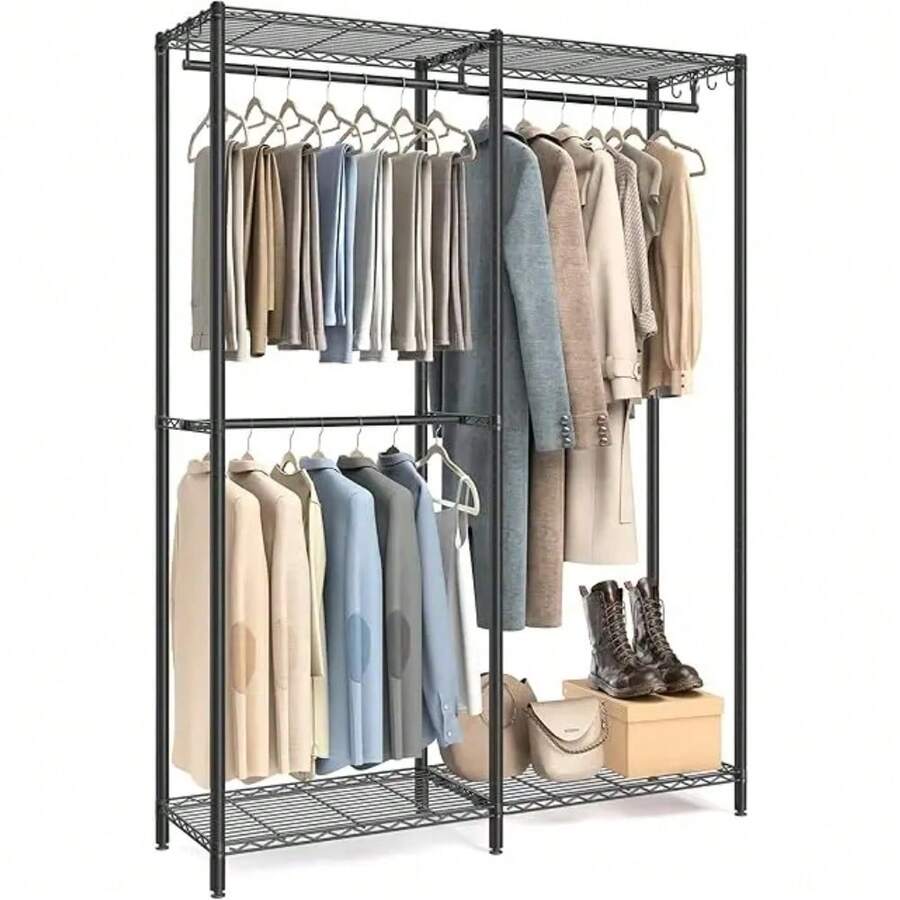 Clothes Rack, Freestanding Wardrobe Closet, Metal Clothing Racks, Heavy ...
