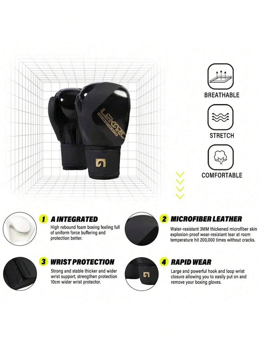 lekaro Guantes de boxeo profesionales para adultos de 12 onzas, guantes ...