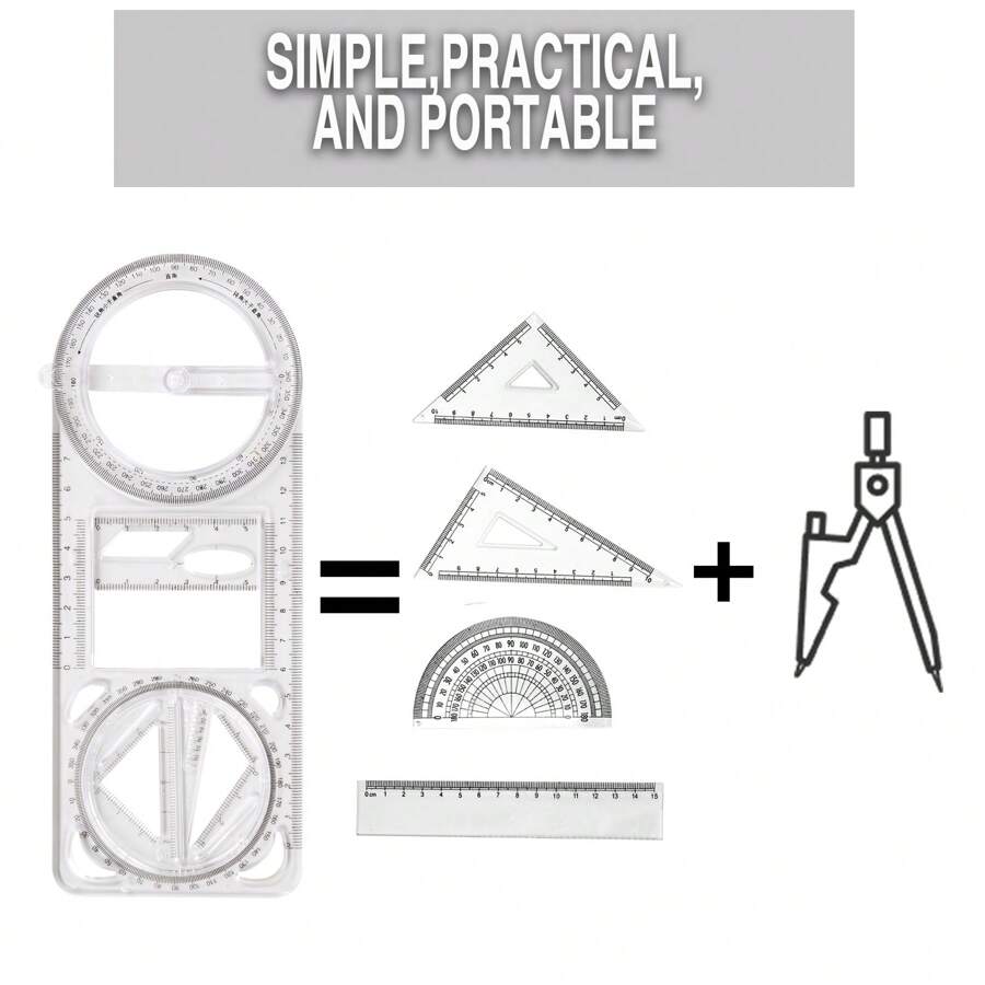 3 PCS Multifunctional Geometric Ruler Measuring Ruler, Drawing Template ...