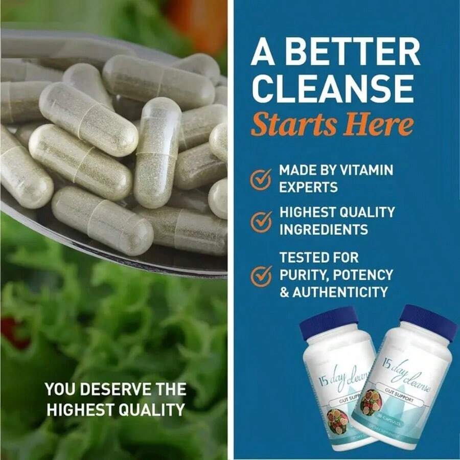15 Day Cleanse - Gut And Colon Support | Caffeine Free | Advanced Formula With Senna, Cascara ...